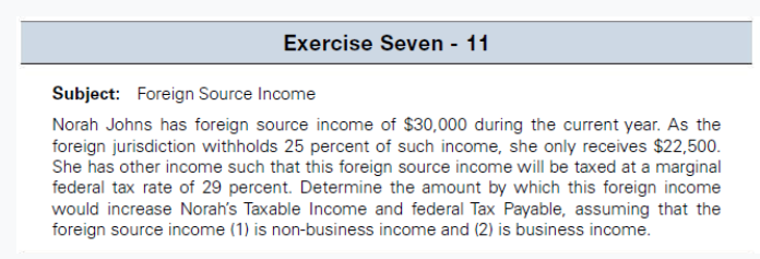 [Solved]: Subject: Foreign Source Income Norah Johns has f