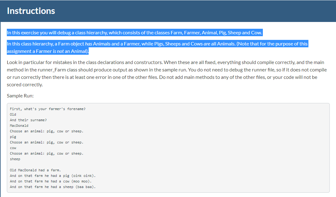 Solved Instructions In this exercise you will debug a class | Chegg.com