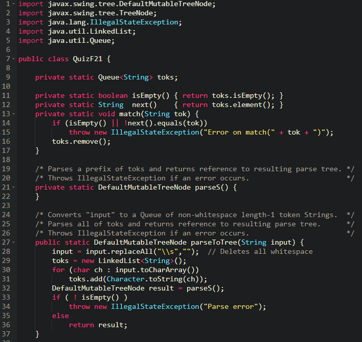 Solved Write parses in the code below using the conventions | Chegg.com