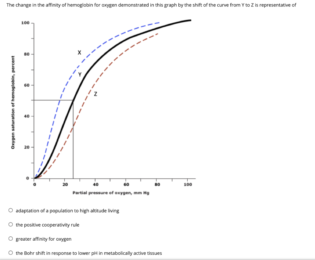 Solved The change in the affinity of hemoglobin for oxygen | Chegg.com