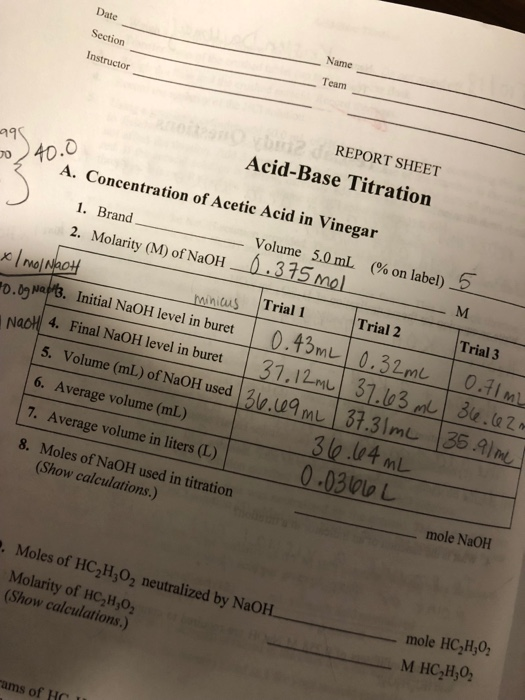 Solved Name Date- Section Instructor Team REPORT SHEET | Chegg.com