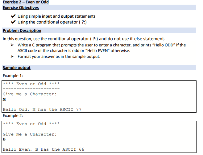 Solved Exercise 2 - Even or Odd Exercise Objectives Using | Chegg.com