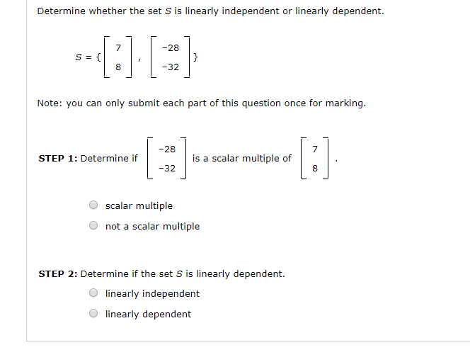 Solved Determine whether the set S is linearly independent | Chegg.com