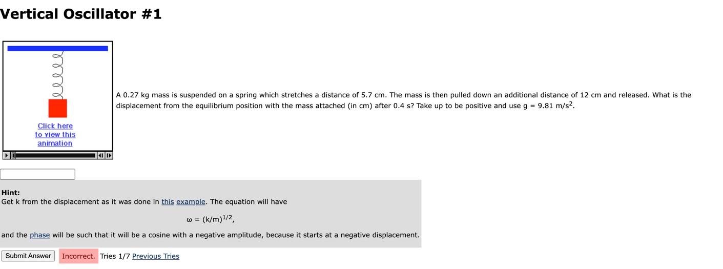 Solved Vertical Oscillator #1 isplacement from the | Chegg.com