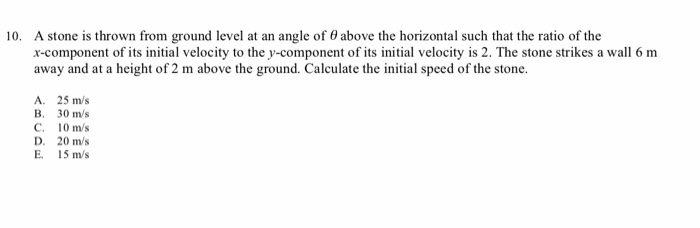 Solved A stone is thrown from ground level at an angle of θ | Chegg.com