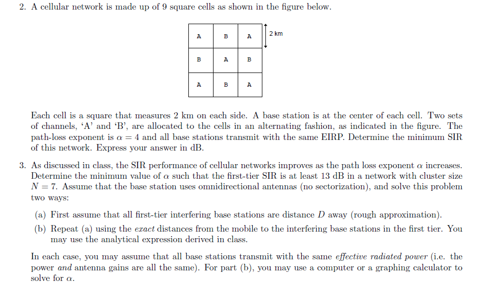 2. A cellular network is made up of 9 square cells as | Chegg.com
