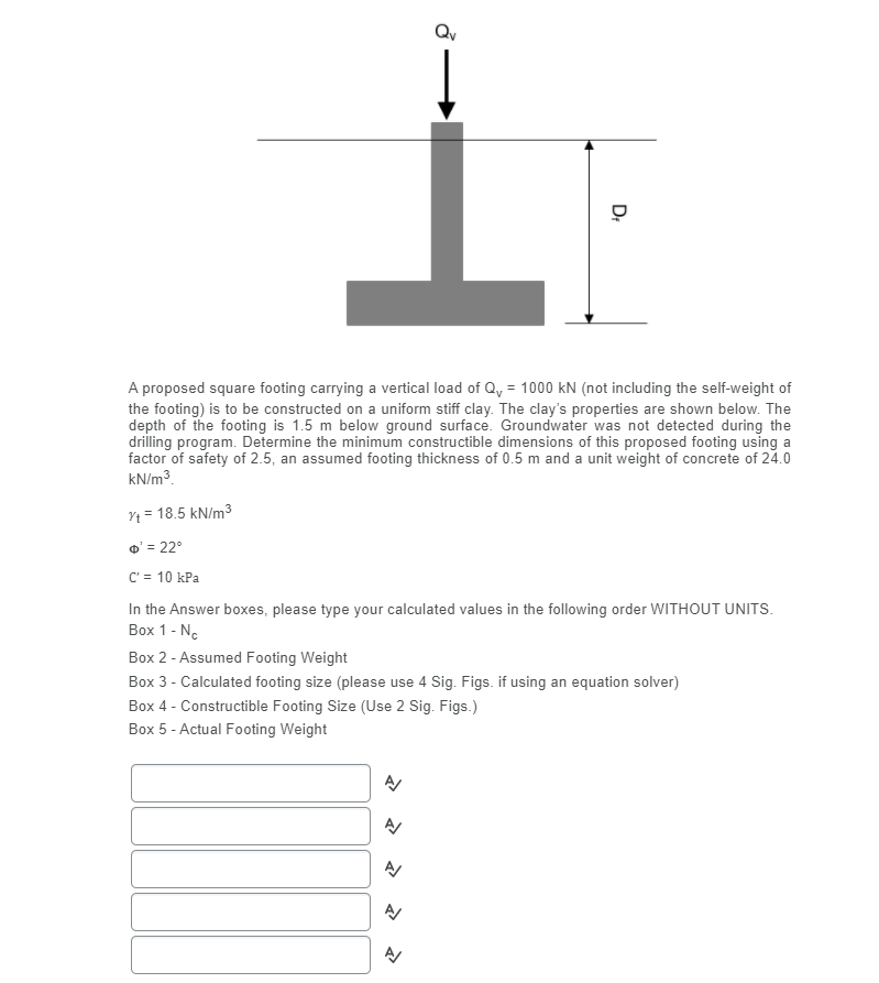 Solved Qv DI A proposed square footing carrying a vertical | Chegg.com
