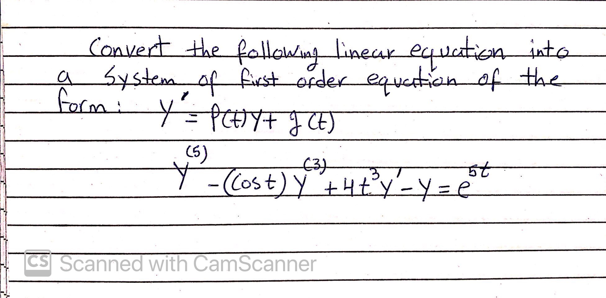 Solved form Convert the following linear equations into a | Chegg.com