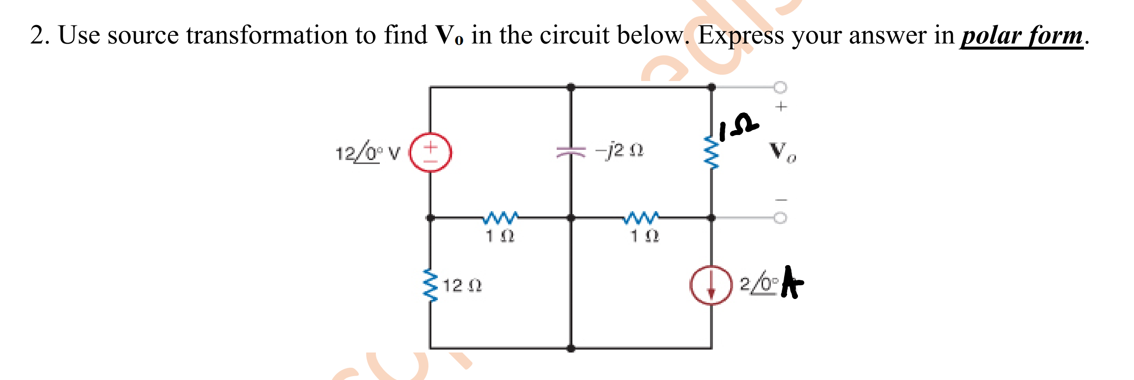 Solved 2. Use source transformation to find V, in the | Chegg.com