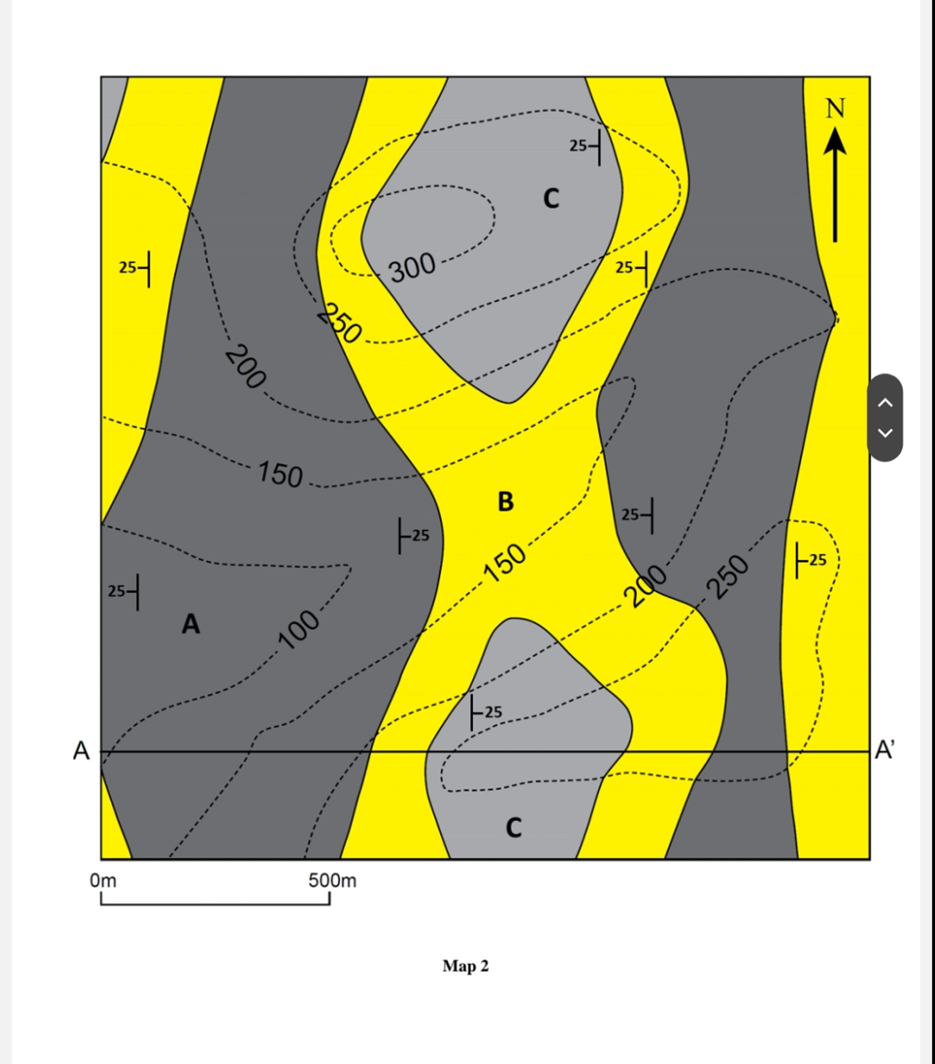 Solved Homework_Q1:On Map 2, ﻿the layers A, ﻿B and C have | Chegg.com
