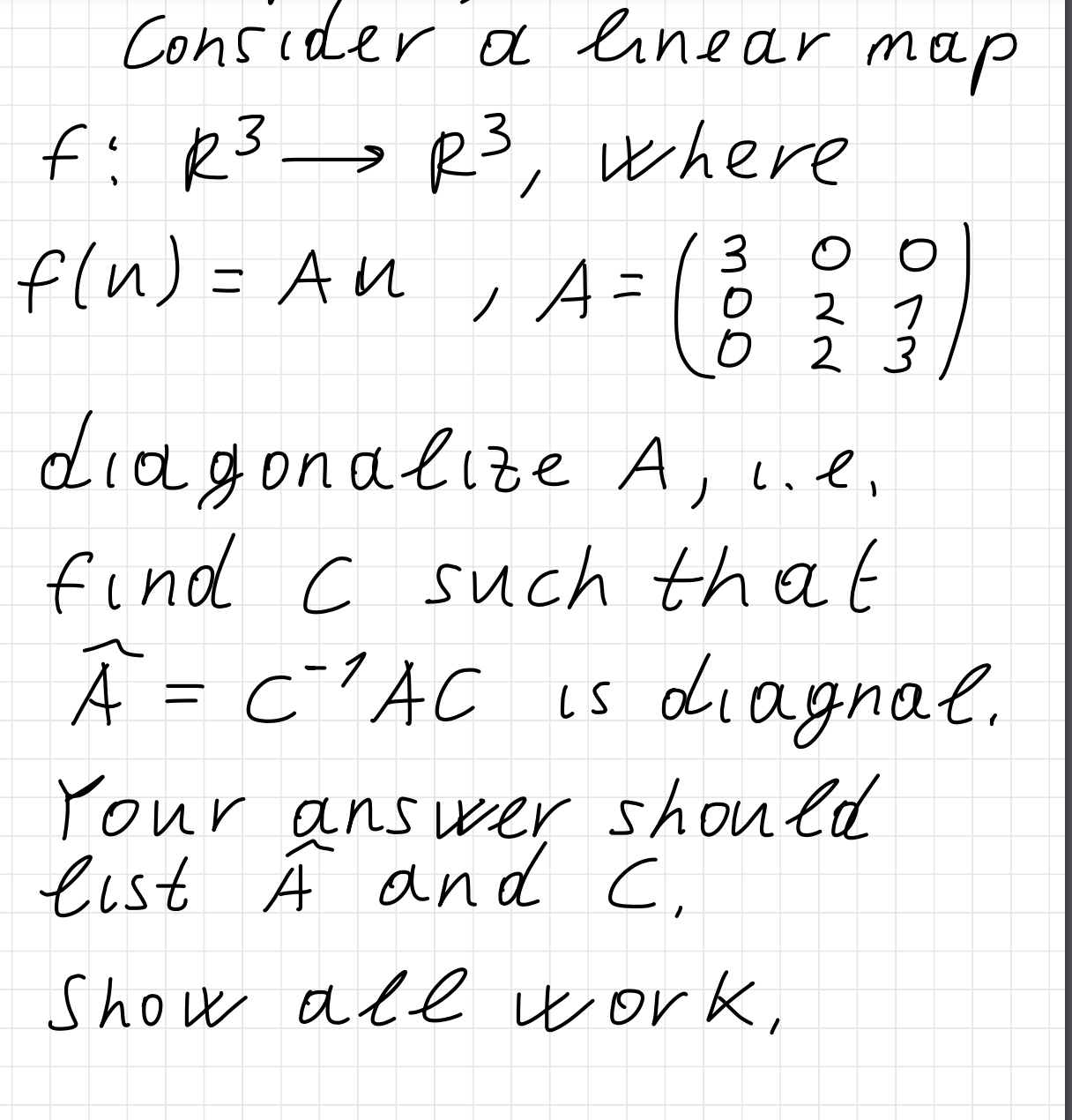 Solved Consider a linear map f:R3→R3, where | Chegg.com