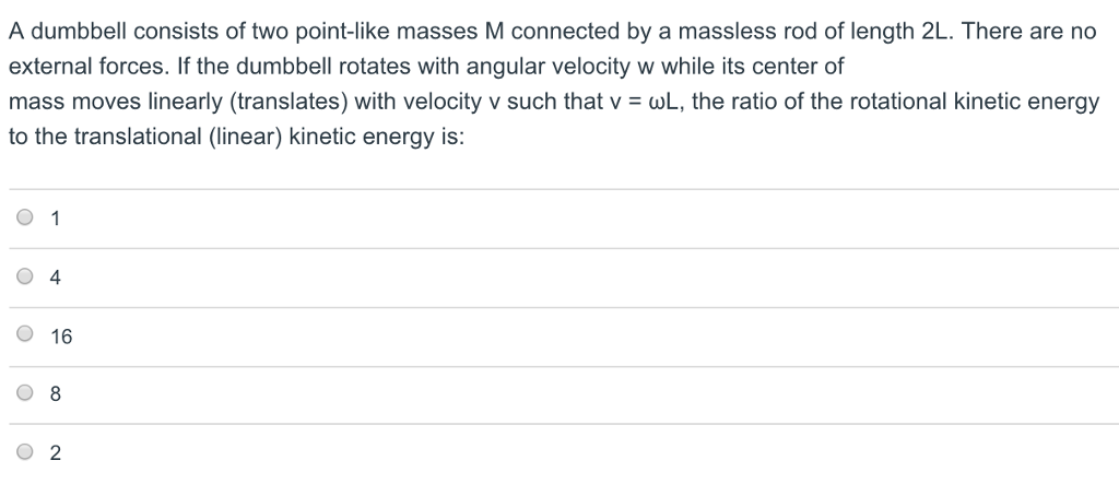 Solved A dumbbell consists of two point-like masses M | Chegg.com