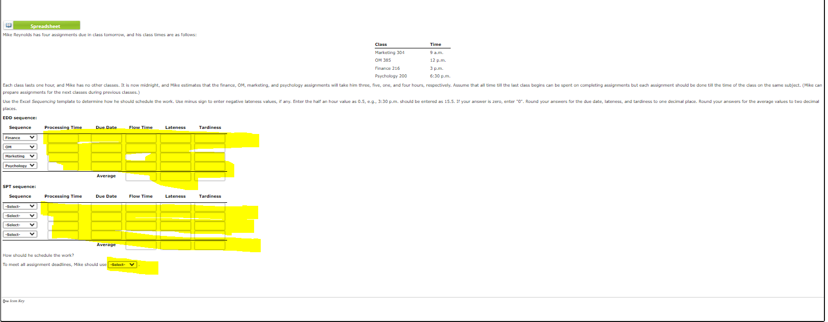 Solved Mike Reynolds has four assignments due in class | Chegg.com