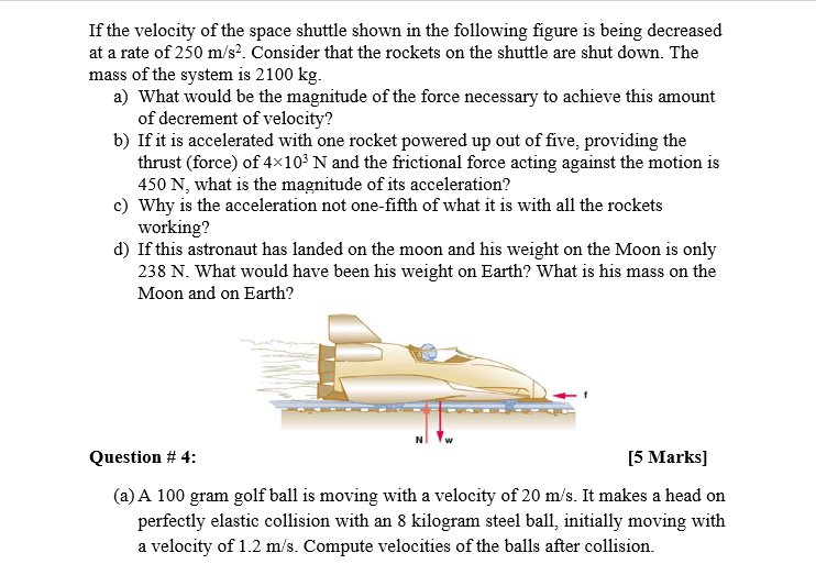 Solved If the velocity of the space shuttle shown in the | Chegg.com