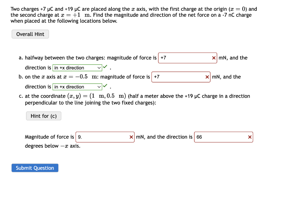 Solved Two charges +7μC and +19μC are placed along the x | Chegg.com