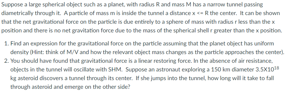 Solved Suppose a large spherical object such as a planet, | Chegg.com