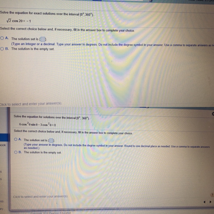 Solved Solve the equation for exact solutions over the | Chegg.com