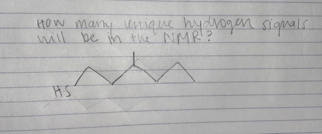 Solved How many unique hydrogen signals will be in the NMR? | Chegg.com