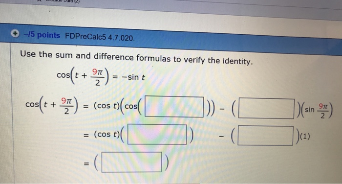 Solved Use the sum and difference formulas to verify the | Chegg.com