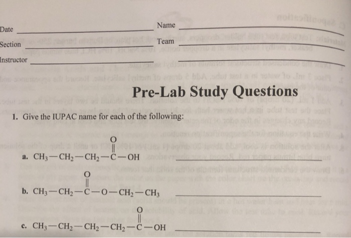 Solved Name Date Team Section Instructor Pre-Lab Study | Chegg.com