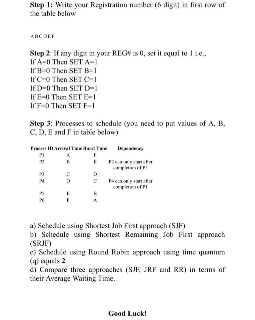 Solved Step 1: Write your Registration number (6 digit) in | Chegg.com