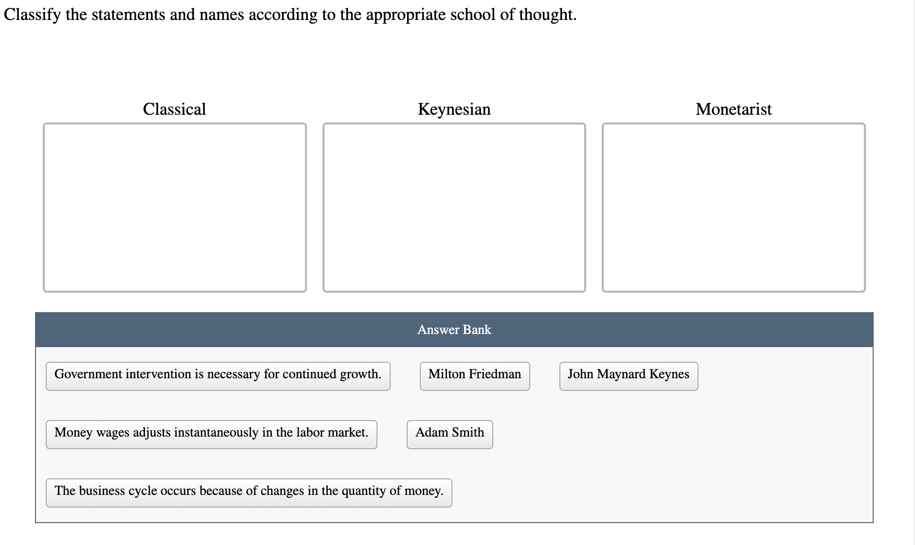 Solved Classify the statements and names according to the | Chegg.com