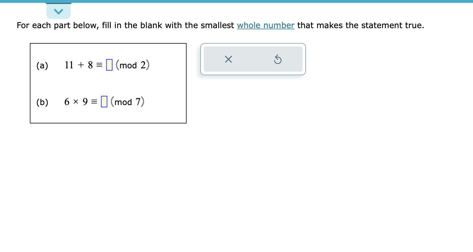 Solved For each part below, fill in the blank with the | Chegg.com