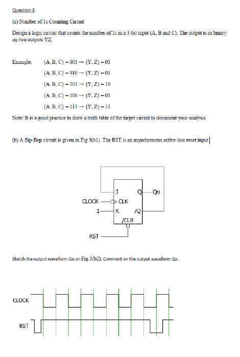 Solved Question 3 (a) Number of 1s Counting Circuit Design a | Chegg.com