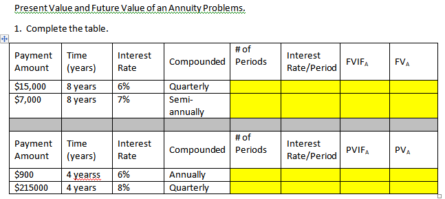 Solved Present Value and Future Value of an Annuity Problems | Chegg.com