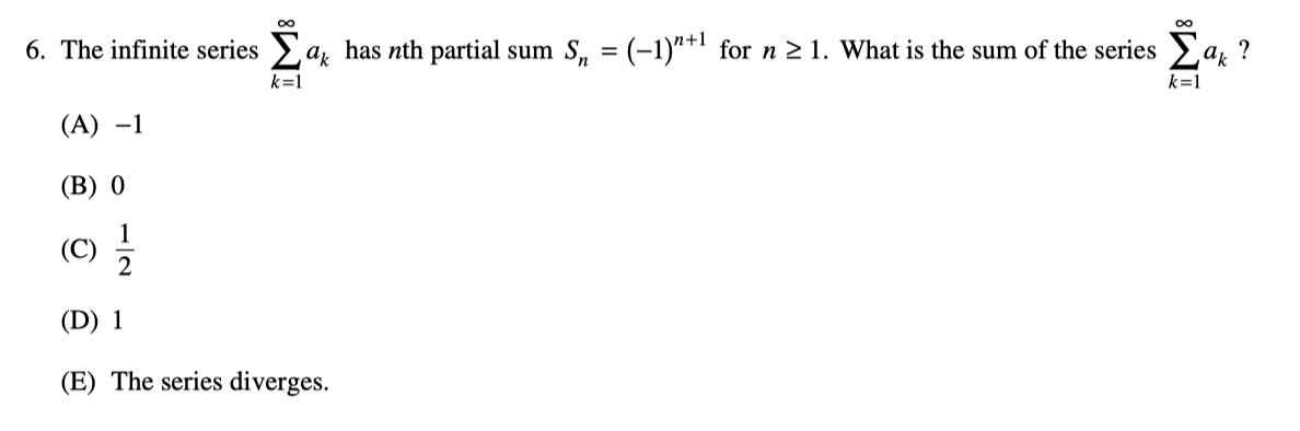 Solved oo 6. The infinite series ax has nth partial sum Sn = | Chegg.com