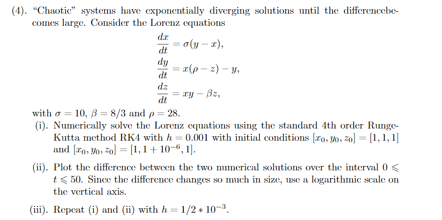 "Chaotic" systems have exponentially diverging | Chegg.com