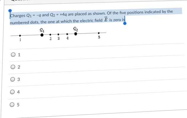 Solved Charges Q1 = –q and Q2 = +4q are placed as shown. Of | Chegg.com