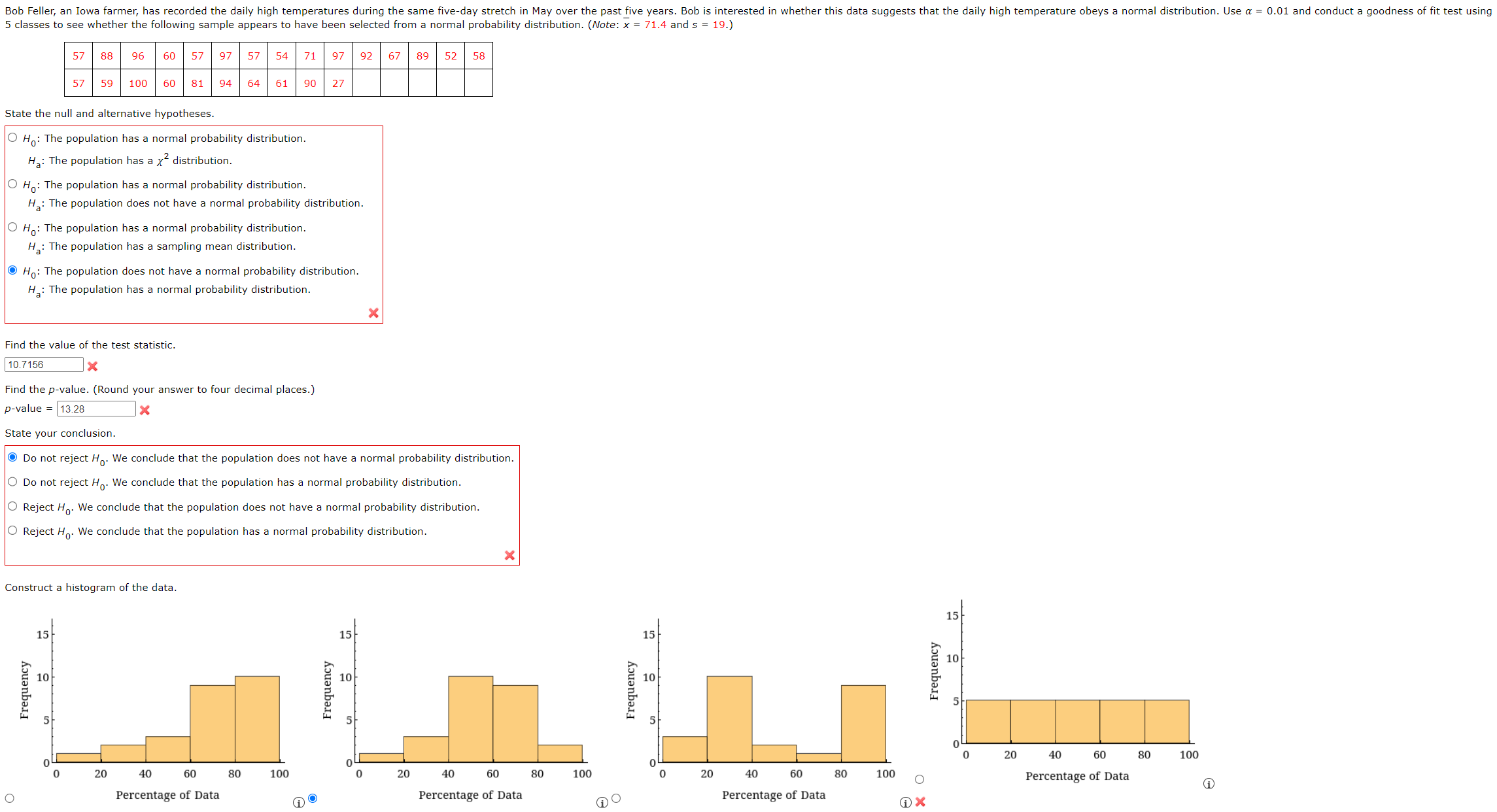 Solved State the null and alternative hypotheses. H0 : The | Chegg.com