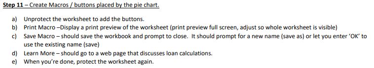 Solved Step 11 - Create Macros / buttons placed by the pie | Chegg.com