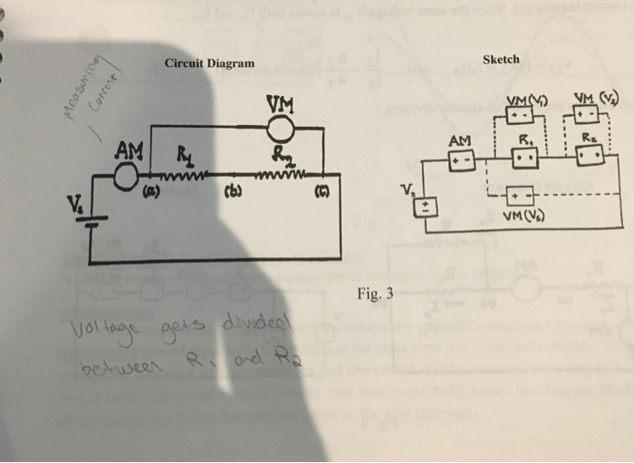 Solved Sketch Circuit Diagram VM AM AMI R VM (V) Fig. 3 ol | Chegg.com