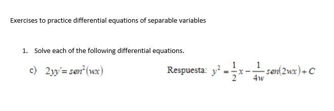 Solved Exercises To Practice Differential Equations Of