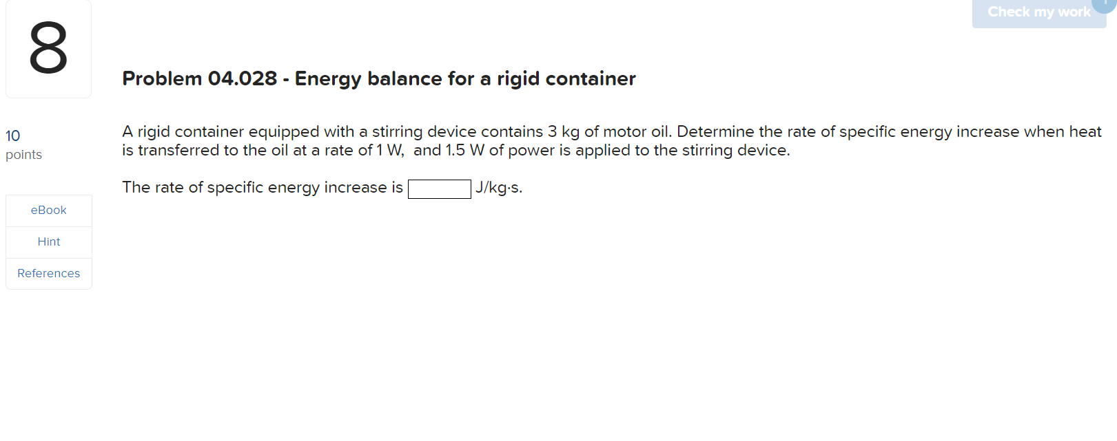 Solved Problem 04.028 - Energy balance for a rigid container | Chegg.com