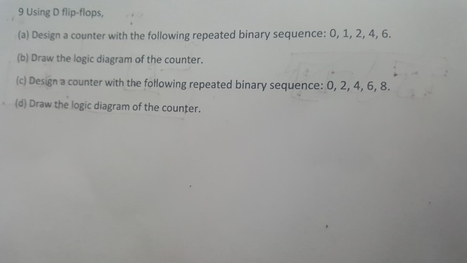 Solved 9 Using D flip-flops, (a) Design a counter with the | Chegg.com