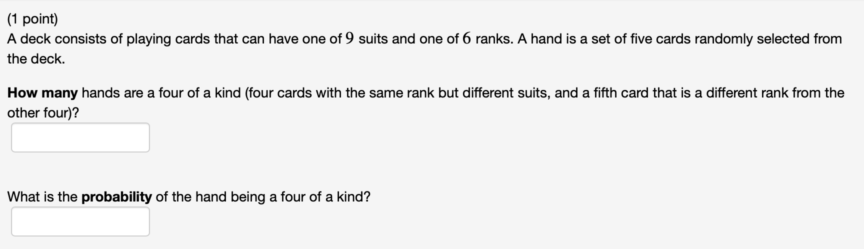 Solved A deck consists of playing cards that can have one of | Chegg.com