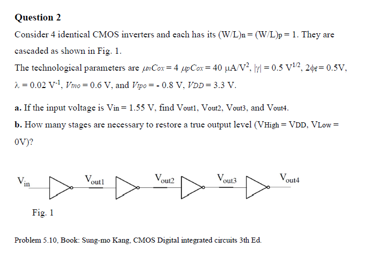 Solved Consider 4 identical CMOS inverters and each has its | Chegg.com