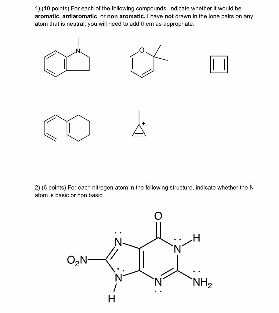 Solved 1) (10 points) For each of the following compounds, | Chegg.com