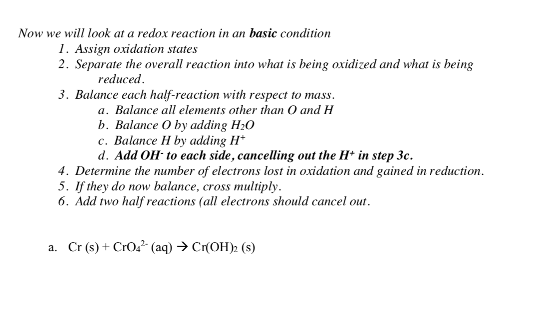 Solved Now we will look at a redox reaction in an basic | Chegg.com