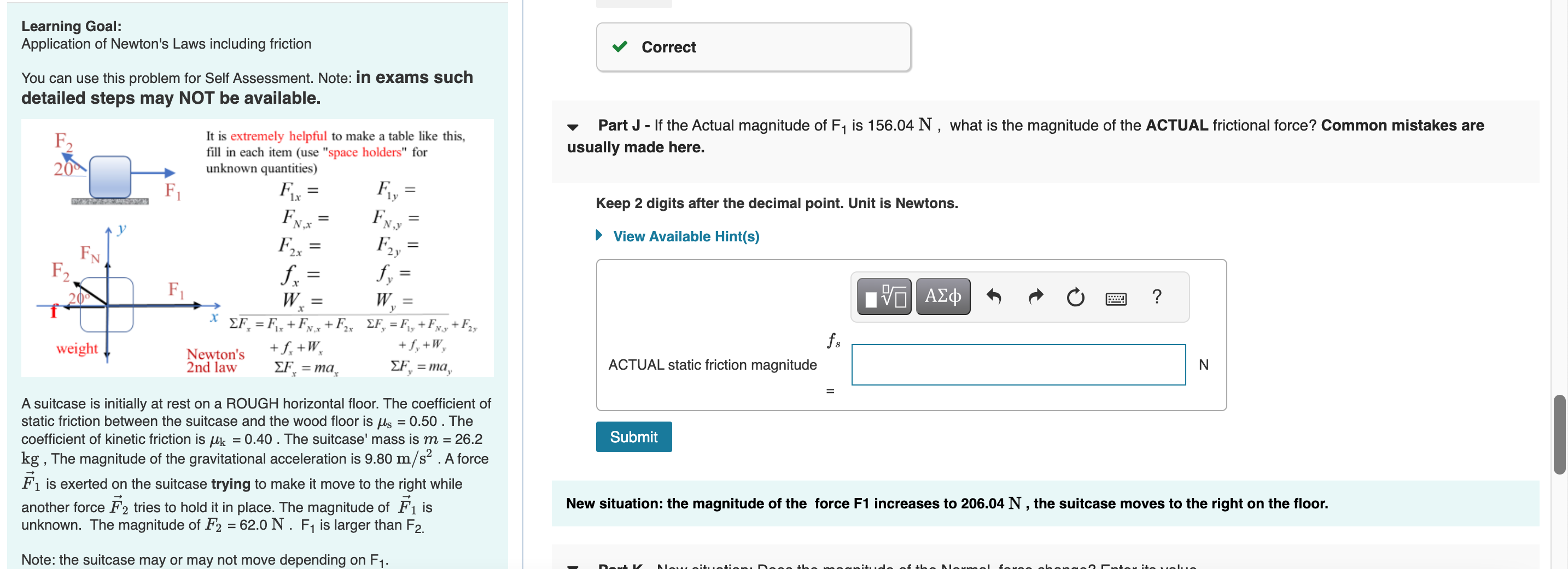 Solved Learning Goal: Application of Newton's Laws including | Chegg.com