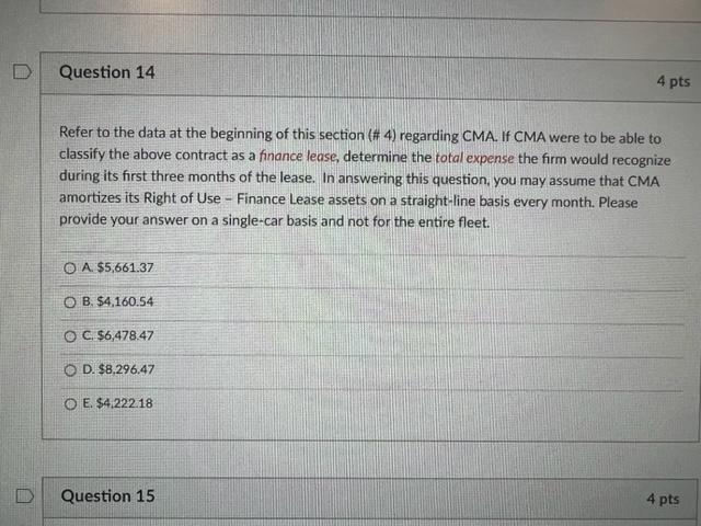 Solved Section 4 - Leases (Five questions for a total of 20 | Chegg.com
