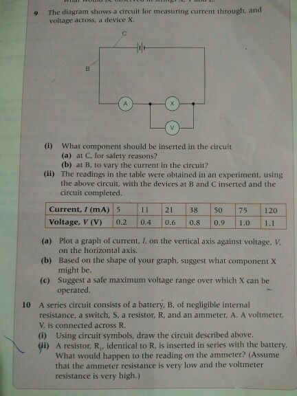 Solved 9 The diagram shows a circuit for measuring current | Chegg.com