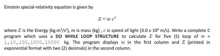 Solved Einstein special-relativity equation is given by | Chegg.com