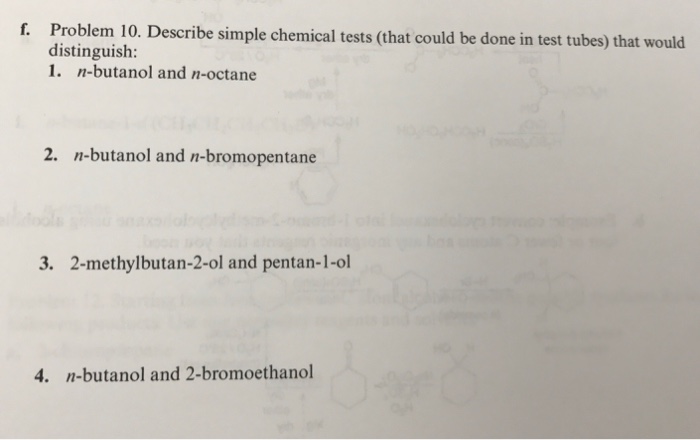 Solved Describe simple chemical tests (that could be done in | Chegg.com