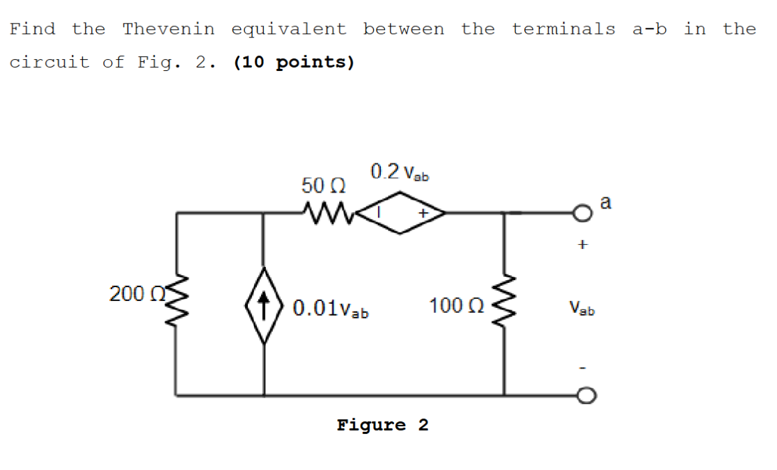Solved Find the Thevenin equivalent between the terminals | Chegg.com