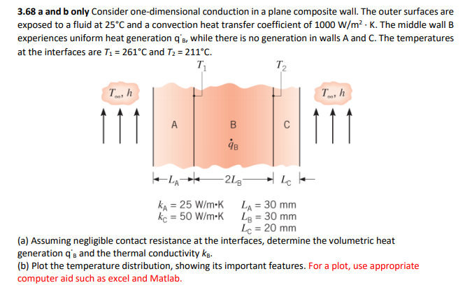 Solved 3.68 a and b only Consider one-dimensional conduction | Chegg.com