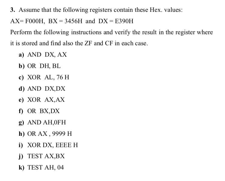 Solved 3. Assume that the following registers contain these | Chegg.com